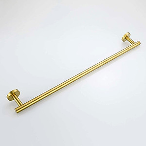 USHOWER Brushed Gold Towel Bar, 24-Inch Towel Racks for Bathroom Wall-Mounted, SUS304 Stainless Steel Towel Rod (Total Length 26-Inch)