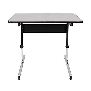 Calico Designs Adapta Height Adjustable Office Desk, All-Purpose Utility Table, Sit to Stand up Home Computer Desk, 23" - 32" in Powder Coated Black Frame and 1" Thick Grey Top, 36 Inch