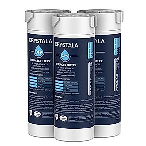 Crystala Filters XWF Water Filter, Compatible with GE XWF Refrigerator Water Filter, 3 Pack