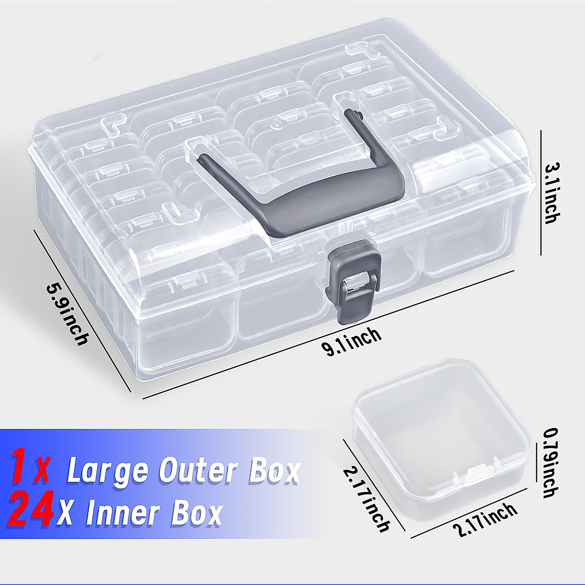 SanerDirect 32 Grids Diamond Painting Drill Storage Containers, Diamond Organizer Case Embroidery Beads Storage Box with Label