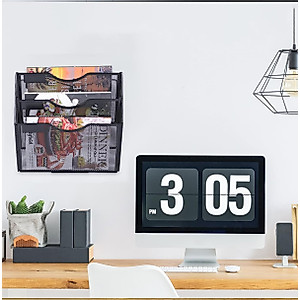 superbpag Hanging Wall File Organizer 3 Pocket, Wall Mounted Mail Document Holder Paper Storage Rack, Wall Organization for Office Home Classroom, Black