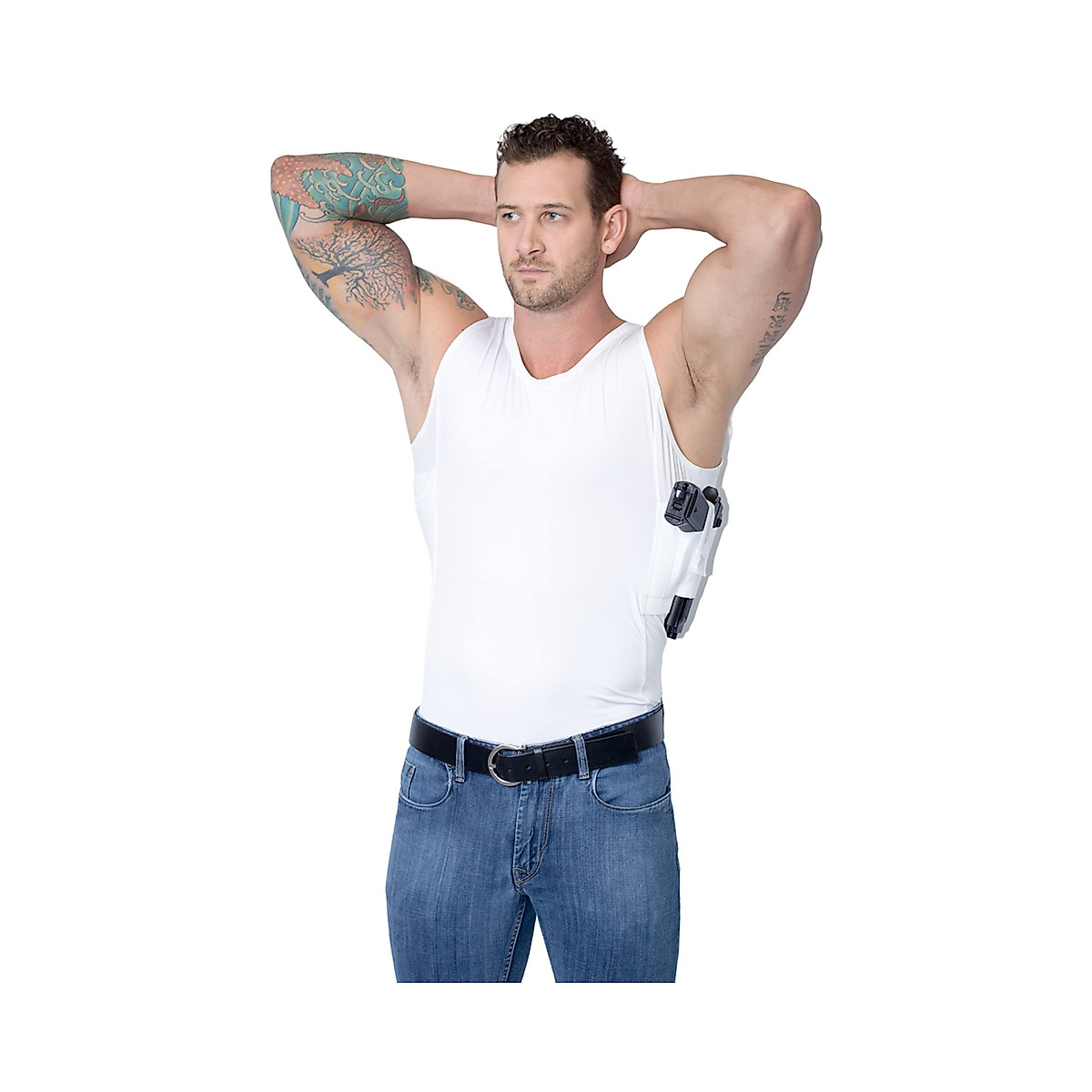 AC UNDERCOVER Concealed Carry Clothing Shirt Tank Top Concealment Gun Holster CCW Tactical (White, X-Large)