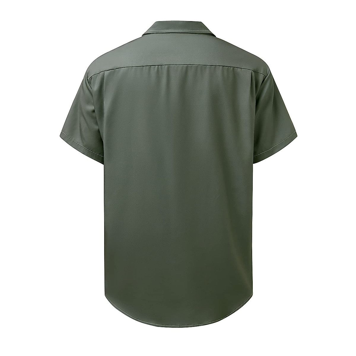 Hardaddy Men's Gongfu Rooster Chest Pocket Printed Short Sleeve Button Down Summer Casual Shirt Gray XXL