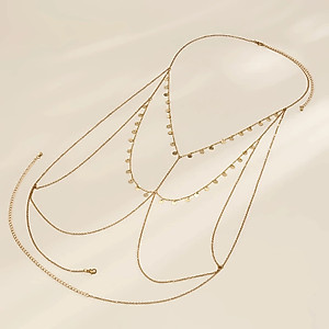 Gold Sexy Bra Body Chains,Body Chain for Women,Waist Chain Belly Chain Chest Chain,Sexy Beach Bikini Body Chain (Body C-100)