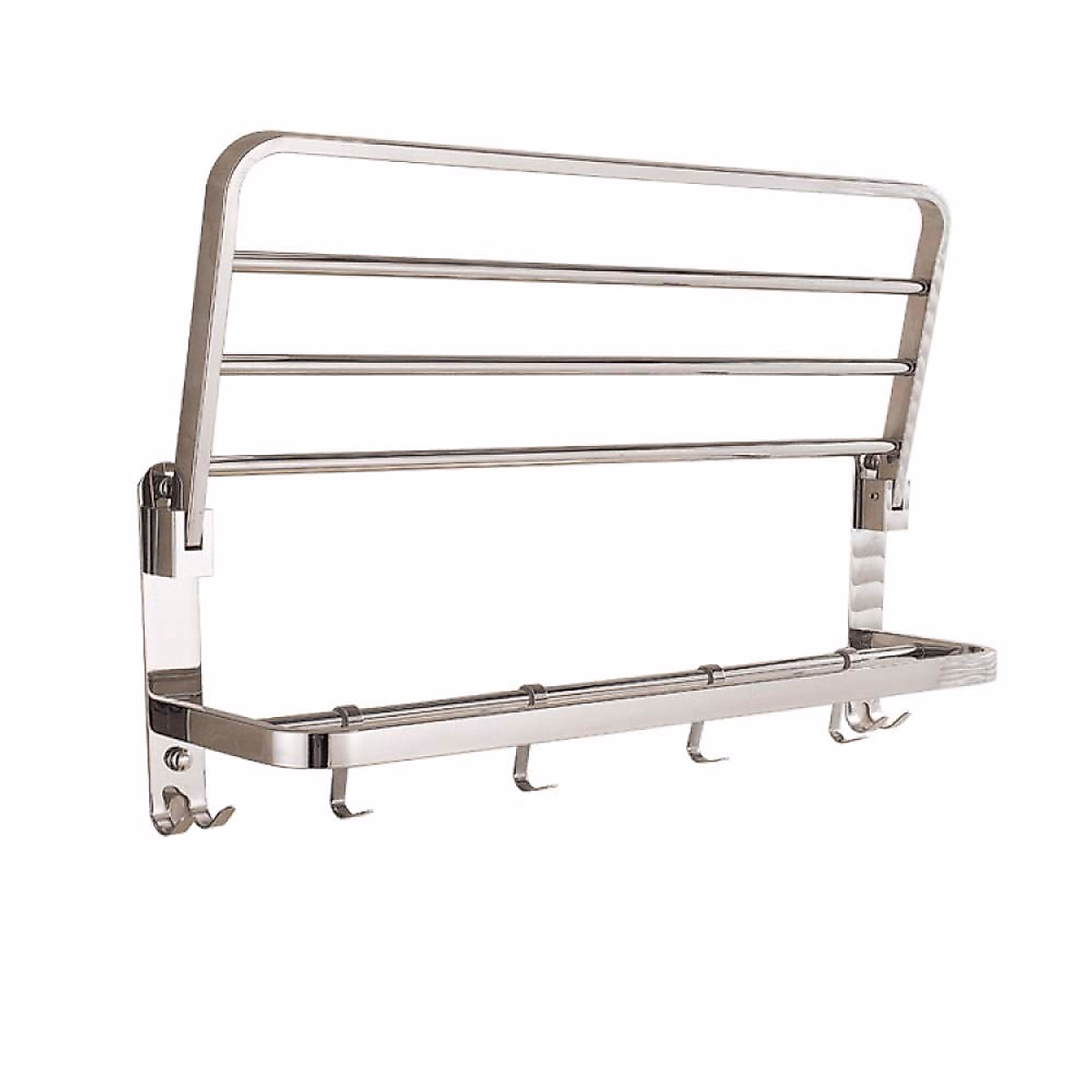 SUS304 Stainless Steel Thickened Mirror Polished Double Layer Foldable Towel Rack with Hook-Length 60CM Wall Mounted Towel Bar Hanging for Kitchen Bathroom Cupboard (Length 60CM)