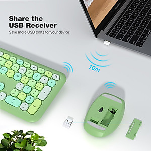 MOFII Wireless Keyboard and Mouse Combo Silent, Slim Compact 2.4G USB Full Size Wireless Mouse and Keyboard Combo, Cute 110 Keys Keyboard for PC, Notebook, MacBook, Tablet, Laptop, Windows System