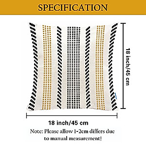 Neutral Beige Aesthetic Farmhouse Throw Pillow Covers Classic Striped Decorative Outdoor Waterproof Pillows Case,18x18 Inch Square Cushion Cover for Garden Patio Furniture Couch Tent Park Set of 2