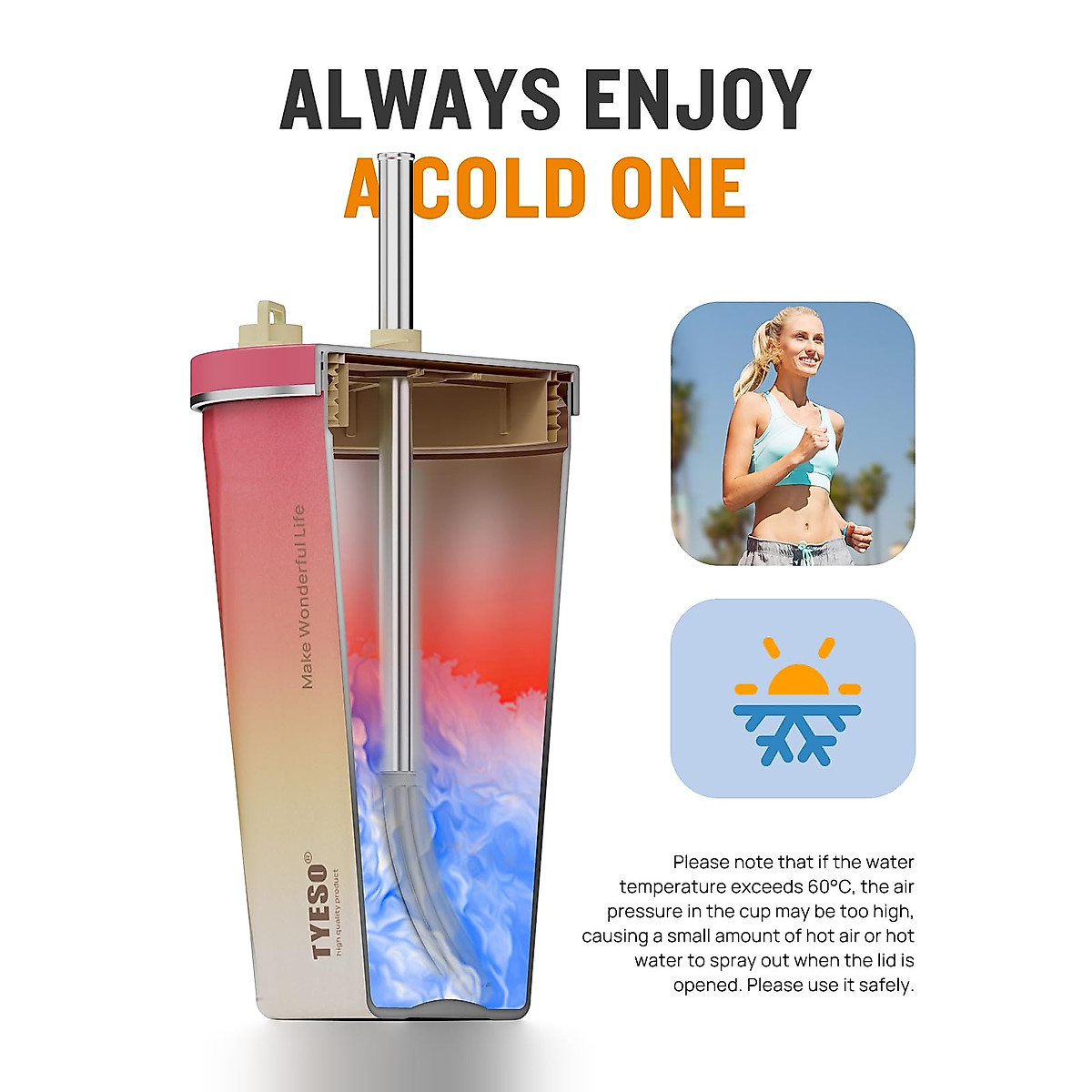 Youwoo Dazzle Stainless Steel Tumbler with Rubber metal straw Reusable Insulated Stainless Steel for Home, Travle, Office or Car,BPA-Free, simple modern tumbler, Gifts for Women Men, 20 oz (Mocha)