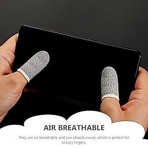 UKCOCO Gaming Finger Sleeves for Mobile Game- White Yellow Silver Fiber Game Sweat- Proof Finger Cot Mobile Controller Breathable Touchscreen, 6pcs