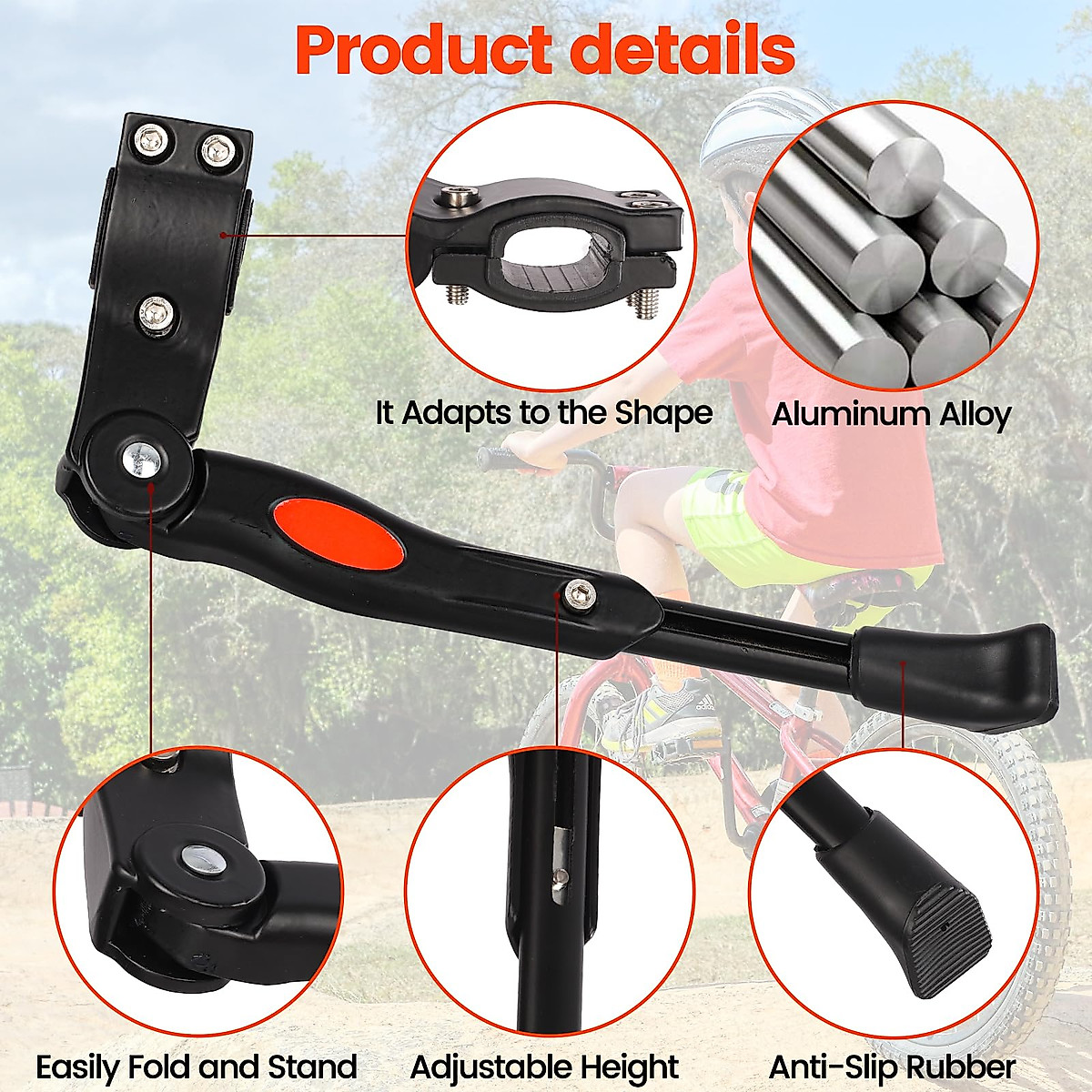 Bike Kickstand Adjustable Rear Side Kick Stand for Bike 22"-27",Aluminium Alloy Bicycle Kickstand Fit for Mountain Bike/BMX/MTB