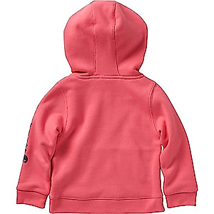 Carhartt Girls' Baby Long-Sleeve Half-Zip Hooded Sweatshirt, Pink Lemonade, 24 Months