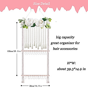 mligril Headband Holder for Girls Hair Bows, Baby Headbands Organizer Storage Hair Clips Hanger Storage Flower Boho Wall Hanging Decor for Nursery Room