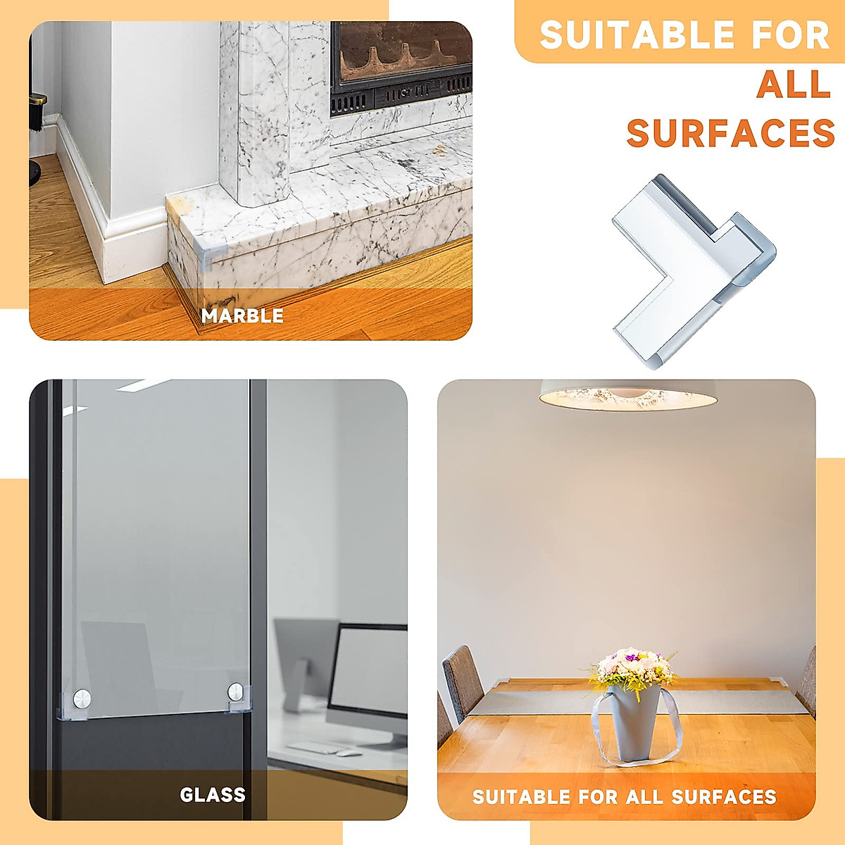 Corner Protector Baby Proofing Safety Table Corner Guards Baby Proof Safety Products Pre Taped Furniture Protector Clear Edge Bumpers Guard for Baby, Kids, Fireplace, Countertop (8)