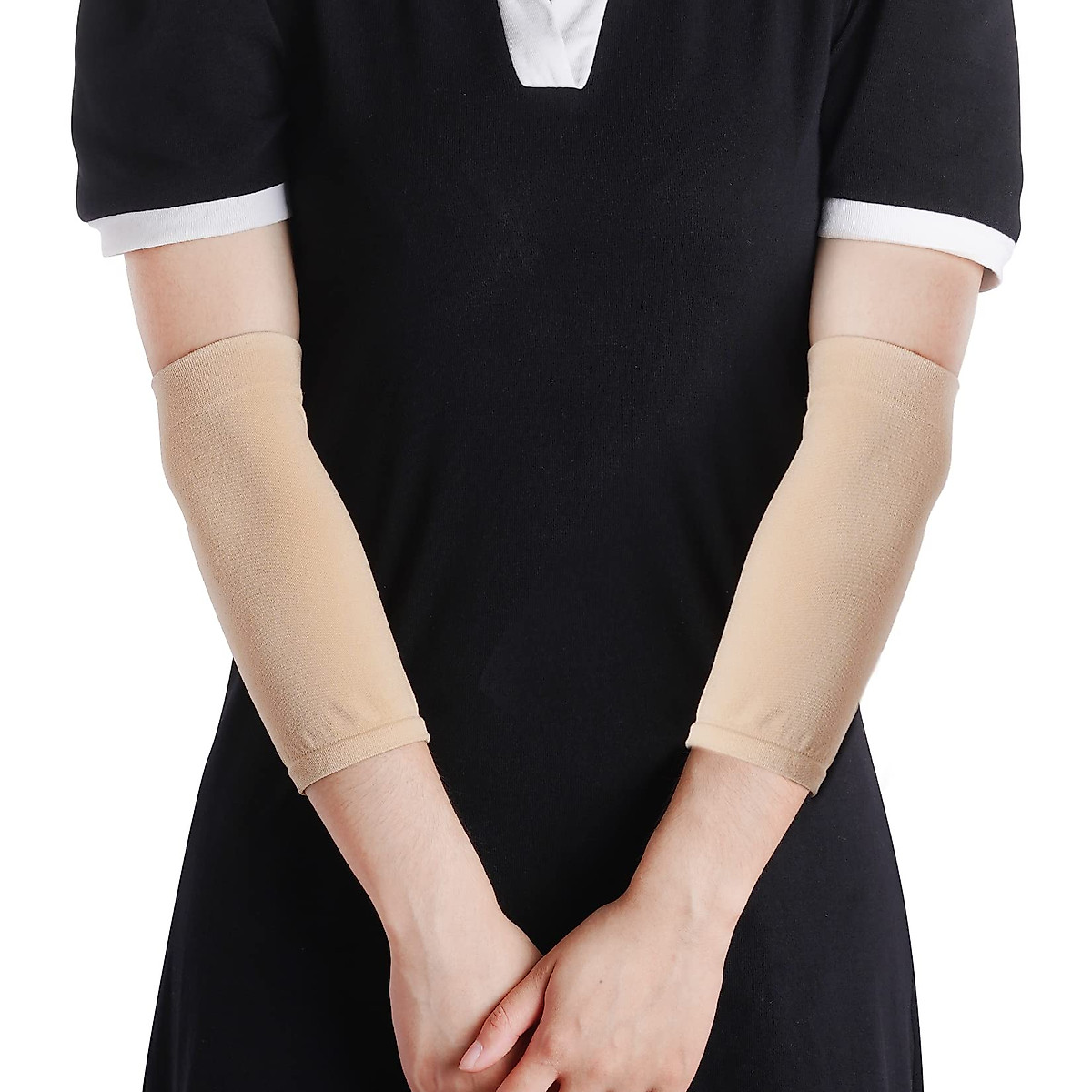 HOVEOX 3 Pairs Tattoo Cover Up Sleeve Forearm Compression Sleeves Arm Sleeves for Women Men (Black, Grey, Nude)