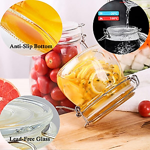 Glass Jars With Airtight Lid 24 Oz (Set Of 2) Wide Mouth Mason Glass Sealed Storage Canisters Leakproof For Coffee Sugar Nuts Spice Refrigerator Pickles & Preserves Tea For Fridge Kitchen Pantry