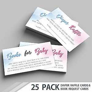 JCVUK Set of 25 Baby Shower Invitations with Envelopes, Diaper Raffle Tickets and Baby Shower Book Request Cards, Blue and Pink Baby Footprints Theme Gender Reveal Party For Boys or Girls (YQKTZ-A04)