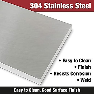 TCI Precision Metals 304 Stainless Steel Sheets Metal Plates Precision Ground Flat and Milled .250" Thick X 6.000 X 12.000