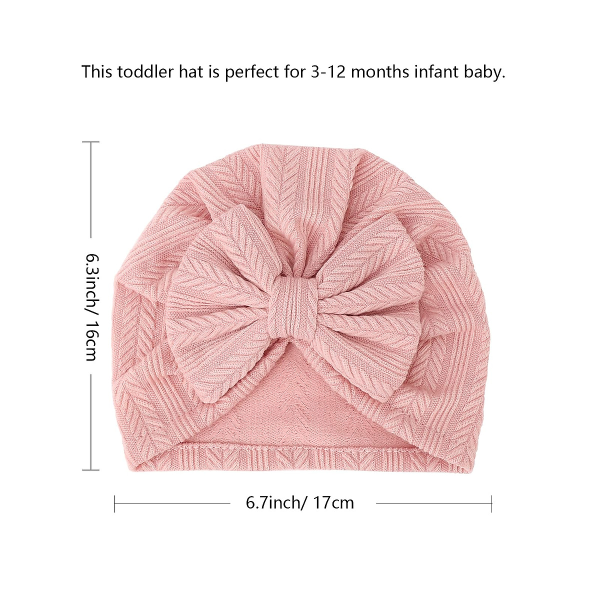 DRESHOW BQUBO 5 Pieces Newborn Baby Turban Hats Bow Baby Infant Beanie Breathable Toddler Cap for Baby Girls 3-12 Months