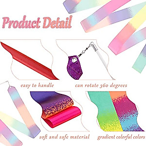 FEQO 25 Pack Dance Ribbon Streamers 78.7 Inch Ribbon Streamer Wand on Stick Coloful Ribbons Gymnastics Baton Streamer Twirling Ribbons for Dance Kids Party Favors