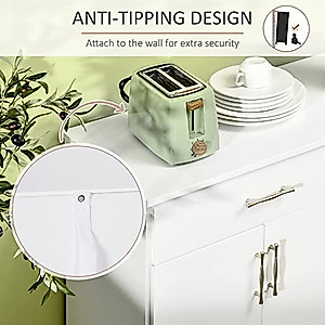 HOMCOM Sideboard Buffet Cabinet, Coffee Bar Cabinet, Kitchen Cabinet with Drawer, Doors and Adjustable Shelves for Living Room, Kitchen, Entryway, White