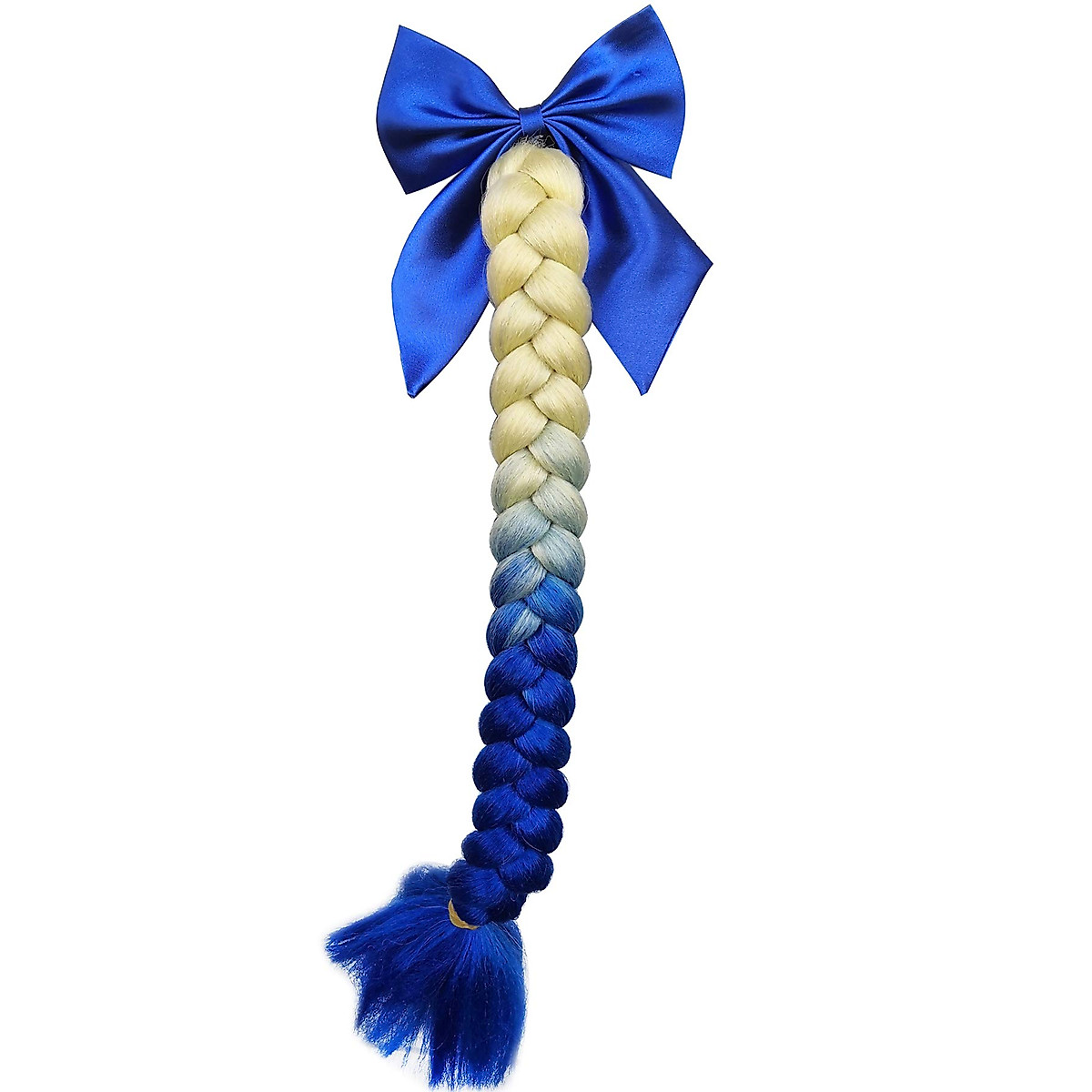 3T-SISTER Helmet Pigtails Helmet Braids Ponytail Helmet Hair with Suction Cup for Motor Bike 1PCS 24inch Ombre Blonde to Blue (Helmet not Included)