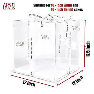 2 Pcs Clear Square Tall Transparent clear cake box -Bakery boxes for Tall Cake Box for cake with long toppers ,Pastries, Chocolates, Cookies, Pie, Birthday Party Containers, Wedding, Valentine's Day