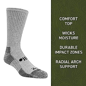 Jeep Men's Classic Cotton Socks-3 Pair Pack-Moisture Wicking and Cushioned Comfort, Gray, 8-12
