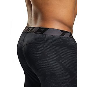 TSLA Men's Thermal Compression Pants, Athletic Sports Leggings & Running Tights, Wintergear Base Layer Bottoms, 2pack Tights Black&red/Woodland Slash Black, X-Large