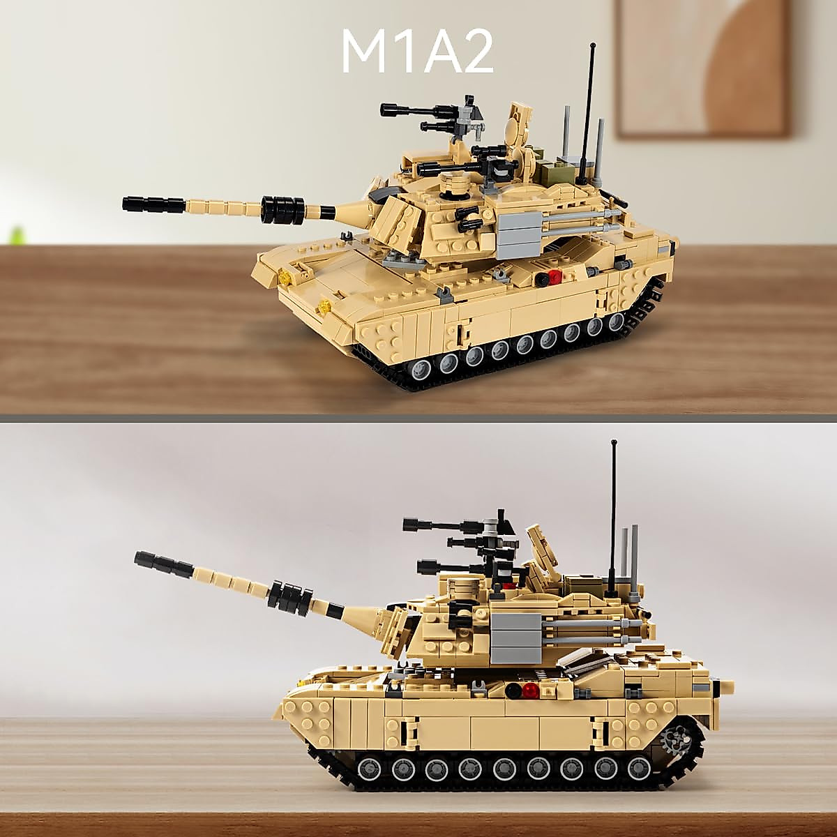 dOvOb Army Tank Building Block(1080 PCS),WW2 Military M1A2 Abrams Tank Model with Soldier Figures,Toys Gifts for Kid and Adult