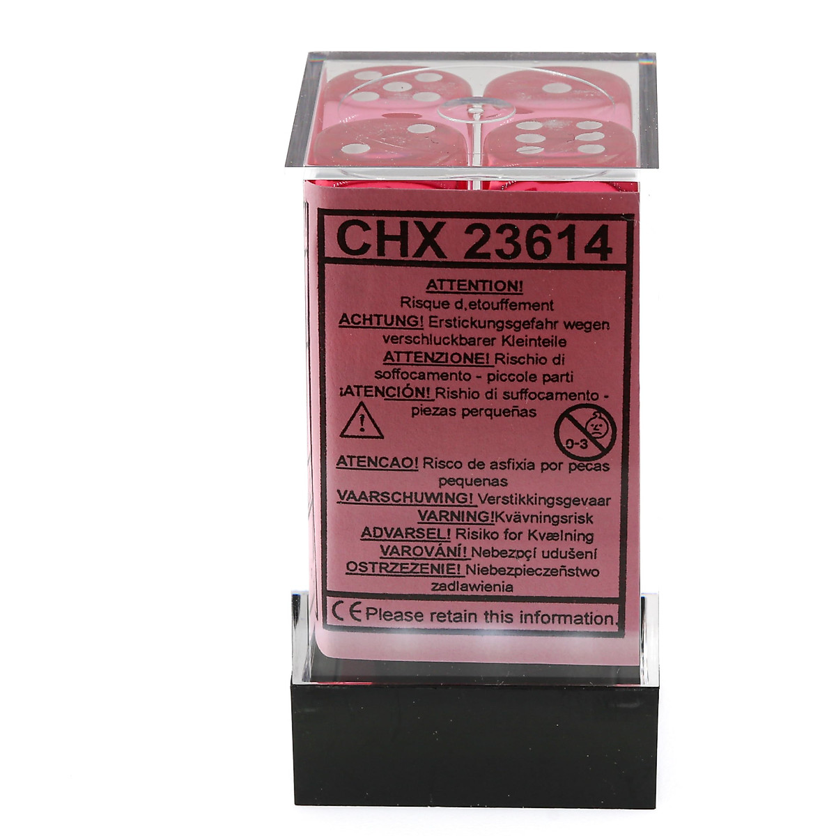 Chessex Polyhedral Translucent 12-Die Set, 16mm 6D Pink/White Dice for Dungeons and Dragons (DND), Role Playing Games, MTG, Pathfinder, Table Game, Board Games