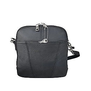 Roma Leathers Square Leather Cross body Bag Men & Women Conceal Carry Gun Purse (Black)