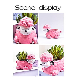Cute Poodle Puppy Flower Pot with Drainer Garden Flower Pot Resin Succulent Potted Bonsai Plant Stand Home Desk Mini Ornaments Balcony Gardening Flower Pot Does Not Contain Plants