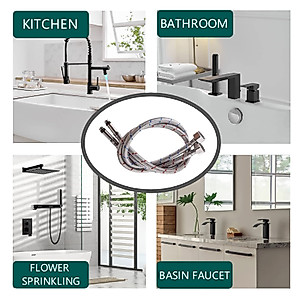 Hoimpro 24-Inch Long Bathroom Kitchen Faucet Connector Braided Stainless Steel Supply Hose,cUPC Hose 1 pair 3/8-Inch Female Compression Thread x M10 Male Connector, x 2 Pcs