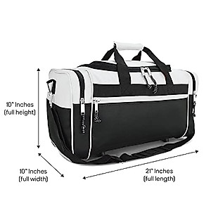 DALIX 21" Sports Duffle Bag Gym Travel Pack in White