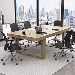 ECACAD 7FT Conference Table for 6-8 People, Large Rectangular Meeting Table, Modern Seminar Table for Office Meeting Conference Room, Brown (86.6”L x 47.2”W x 29.4”H)