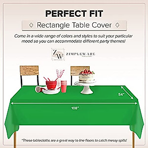 ZIMPLEWARE Premium Green Plastic Table Cloth Disposable (6 Pk) Plastic Tablecloths for Rectangle Tables (54in x 108in) Party Table Cloths Disposable for 6ft to 8ft Rectangle Tables