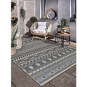 Rugshop Bohemian Design Area Rug for Patio Rugs,Deck Rugs,Balcony Rugs Indoor/Outdoor Area Rug 7'10" x 10' Cream