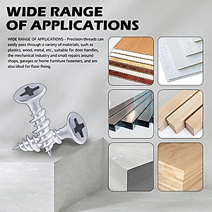 Hession #8 x 3/4 Inch Silver Wood Screws Self Tapping Scrwes Bugle Head Phillips Drive Hi Low Thread Sharp Point Zinc Plated 20pcs