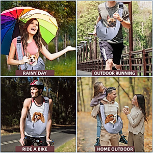 Dog Carrier Sling - Puppy Sling Carrier with Adjustable Shoulder Strap, Reversible Puppy Carrier Purse with Storage Pocket, Hand-Free Dog Sling Carrier for Carry Small Dogs, and Cats (Gray)