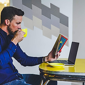 EZLALA 18 Pack Acoustic Panels High Density Diamond 3 colored White, Grey, & Dark Grey Sound Proof PET Noise Absorbing Sound Proof Wall Panels 6"x6"x0.5" Inch Thickness