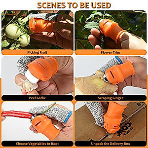 Gardening Thumb Knife with Case, Finger Pruner for Gardeners, Silicone Finger Knife, Plants Picking Trim Tools, Orange Thumb Cutter Gardening Tools Kit for Picking Plant Fruit Vegetable(Blue)
