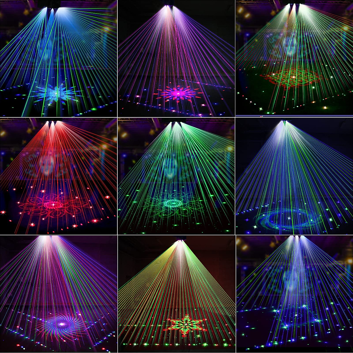 DJ Lights, AOELLIT LED RGB DJ Lights Sound Activated Disco Party Lights with 15 Modes and Remote Control for Indoor Parties, 9" x 5" x 5"