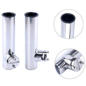 Amarine Made 4Pcs Lower Clamp Fishing Pole Rod Holder for Boat, Stainless Clamp on Fishing Rod Holder for Rails 7/8" to 1"