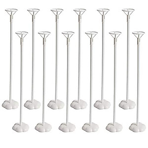 SBYURE Balloon Stick Stand - 12 Sets Balloon Cup with Stick and Flower Base Table Desktop Support Holder for Wedding Birthday Party Supplies,White