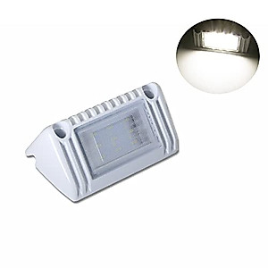 Raycharm 5" RV & Boat Exterior LED Work Light Fixture, 40° Down Angle Flood Beam, 4000K Natural-White Super Bright, 12V/24V DC, High Lumen Output Low Current Draw, Waterproof White Finish, 1-Pack