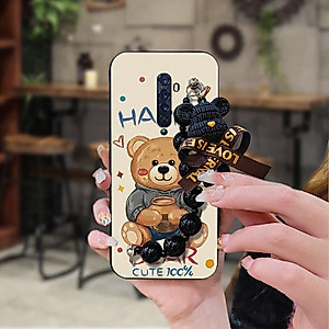 Lulumi-Phone Case for Oppo Reno2, Anti-Knock Protective case Waterproof Phone case Silicone Dirt-Resistant Skin-Friendly Feel Cartoon Black Pearl Pendant Simplicity Cute Soft case