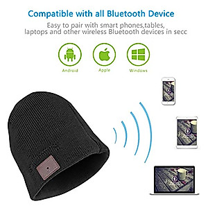 BearsFire Bluetooth Beanie Hat with Touchscreen Gloves, Wireless Headphone Music Hat Cap Winter Soft Warm Knitted Hat for Men Black