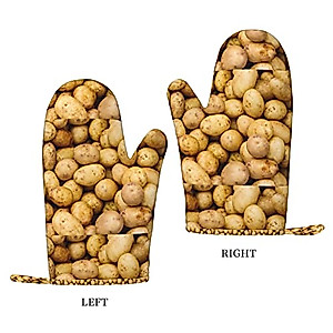 Garden Potatoes Silicone Padded Oven Gloves Silicone Non-Slip Cooking Gloves Grill Gloves Pot Holders for Cooking Baking Grilling