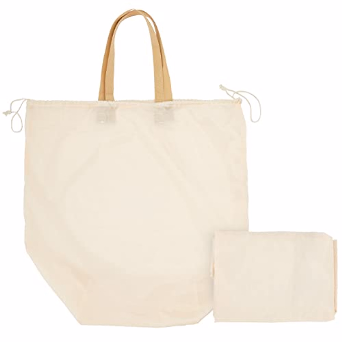 5 Piece Large Collapsible Laundry Hamper with 2 Removable Liner Bags and Folding Frame (Beige, 13 x 23 In)