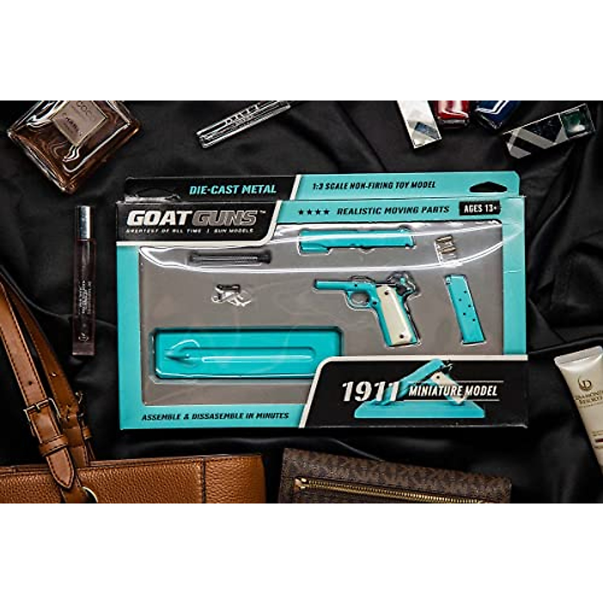 GoatGuns Miniature 1911 Historical Model Tiffany Blue | 1:2.5 Scale Diecast Metal Build Kit
